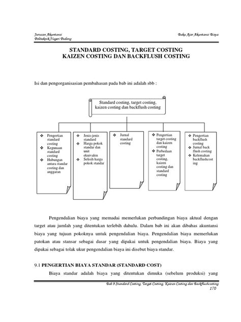 Bab 9 Standar Costing Target Costing Kaizen Costing Dan Backflush