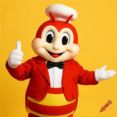 Jollibee Mascot In A Red Suit Giving A Thumbs Up Against A Yellow