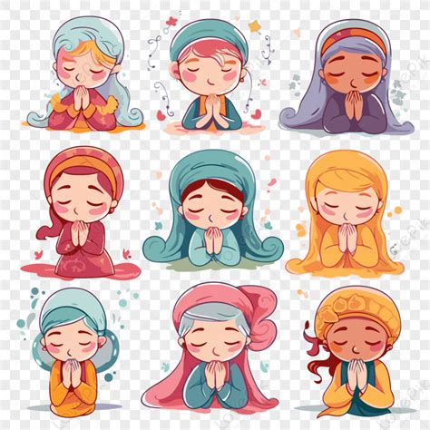 Mga Panalangin Clipart Anim Na Batang Babae Na Nagdarasal Sa Ibat Ibang