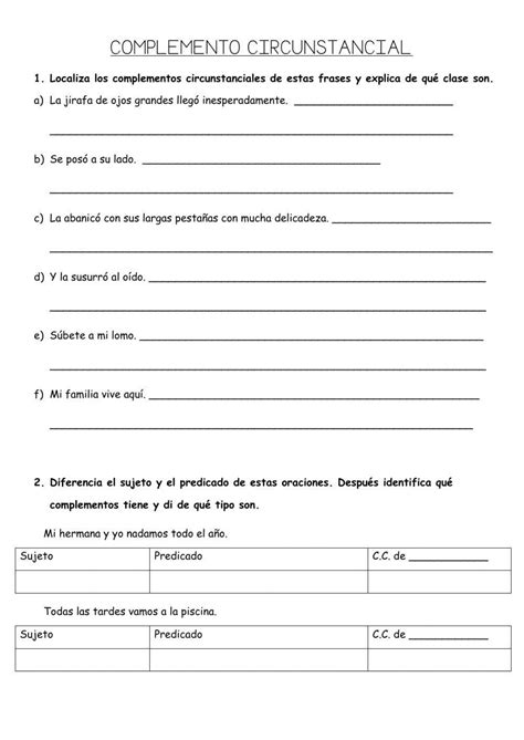 Complemento Circunstancial 20 Worksheet Live Worksheets