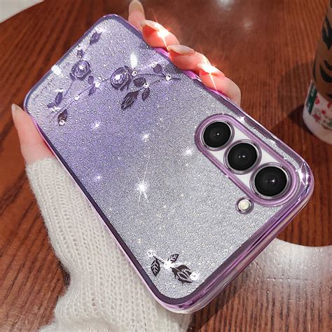 For Samsung Galaxy S23 Ultra S23 S22 S21 Luxury Glitter Flower