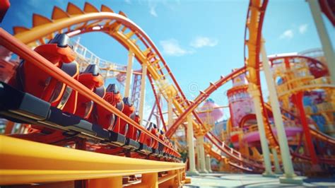 A Thrilling Roller Coaster Ride Going Down A Steep Track Suitable For