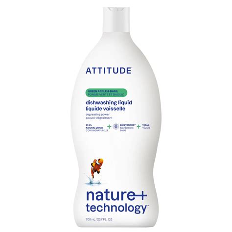 Засіб для миття посуду рідкий Зелене яблуко та базилік Attitude 700 мл