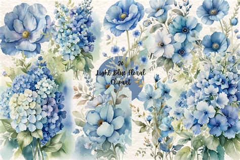 Light Blue Floral Clipart Graphic By Design Nait · Creative Fabrica