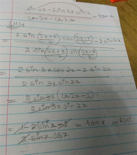 Sin5x 2sin3xsinxcos5x Cosxtanx