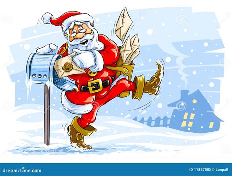 Happy Santa Claus Postman With Christmas Letters Stock Vector Illustration Of Glad Mail 11857080