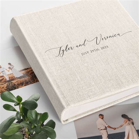 Linen Wedding Photo Album Modern Wedding T Anniversary Scrapbook