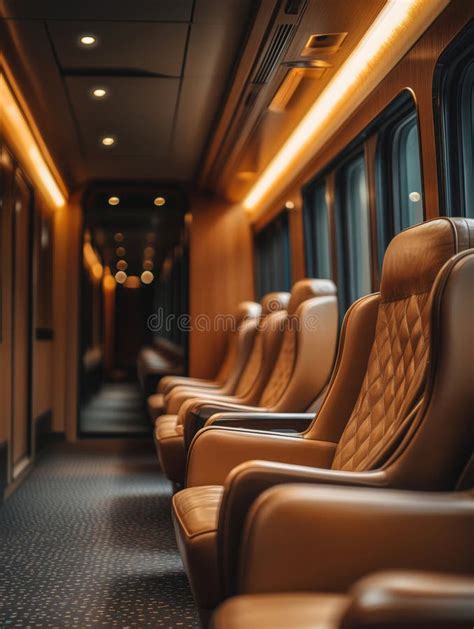 Elegant First Class Train Compartment Featuring Luxurious Leather Seating Stock Image Image Of