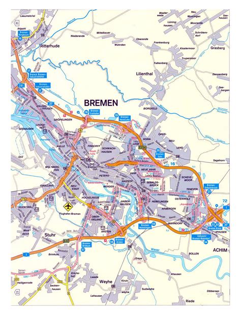 Large Detailed Map Of Bremen Bremen Attractions Map Xmtx