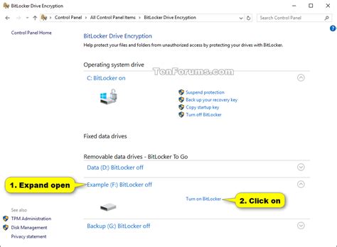 Turn On Or Off Bitlocker For Removable Data Drives In Windows Tutorials