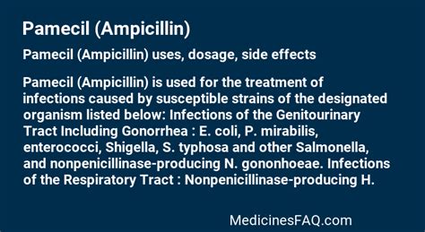 Pamecil Ampicillin Uses Dosage Side Effects Food Interaction And Faq