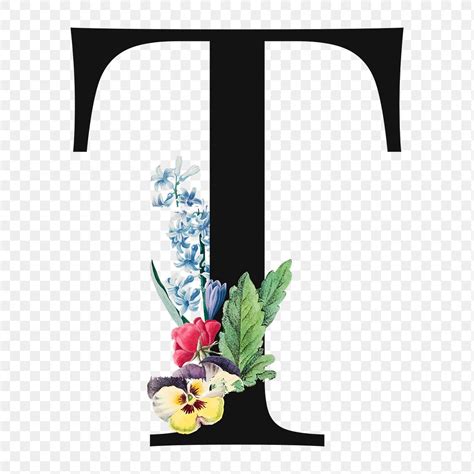 Flower Decorated Capital Letter T Premium Png Sticker Rawpixel