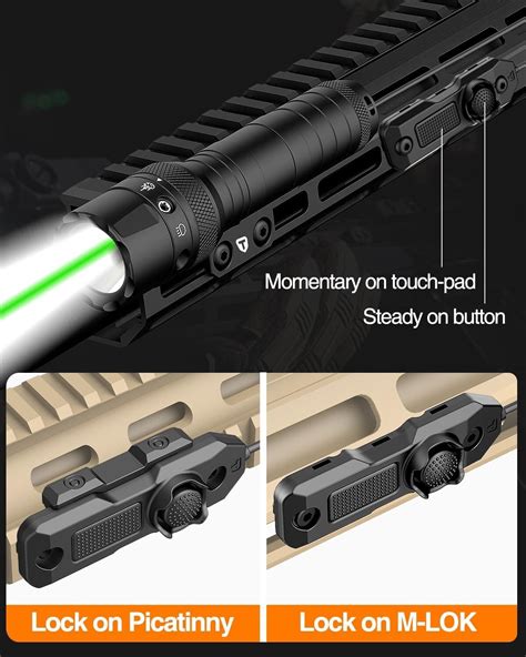 Toughsoul Mlok Green Laser Tactical Flashlight 1250 Lumens With Remote