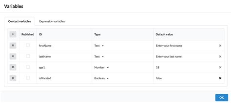 Variables Dialob Composer