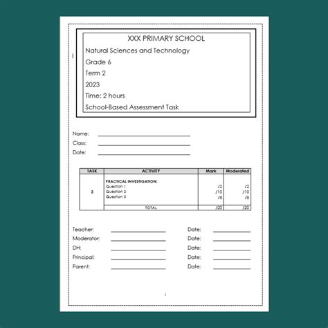 Grade 6 Natural Sciences And Technology Practical Assessment • Teacha