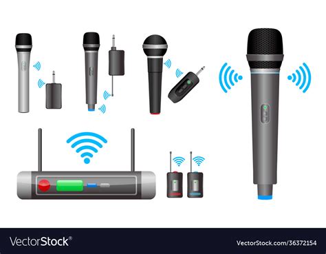 Set Realistic Wireless Microphone Royalty Free Vector Image