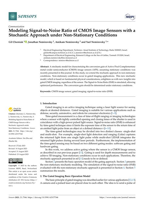 pdf modeling signal to noise ratio of cmos image sensors with a
