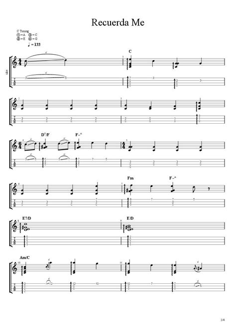 Recuerdame Instrumental En Ukulele Remember Me Tab Ezequiel