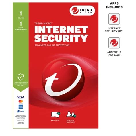Trend Micro Internet Security 1 Device 1 Year Subscription Mac
