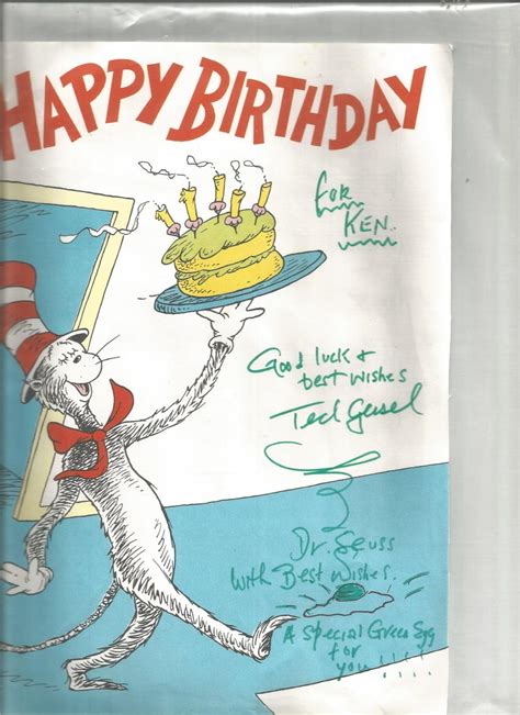 Sold At Auction Ted Geisel Signed 10x8 Colour Dr Seuss Illustration Author Of Dr Seuss Good
