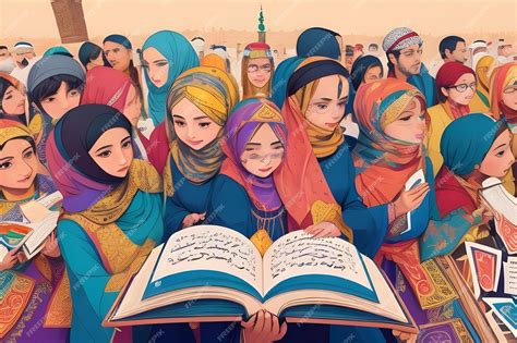 Premium Ai Image Vibrant Arabic Language Day Celebration Showcasing
