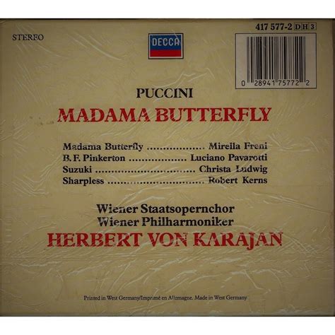 Madama Butterfly Herbert Von Karajan Luciano Pavarotti By Puccini