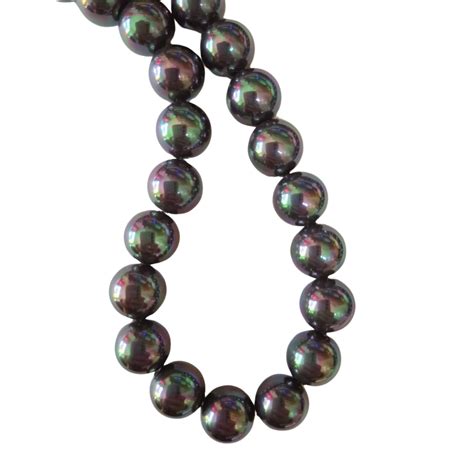 Black Shell Pearl Bead String 10mm 40cm Silver Hills Gems