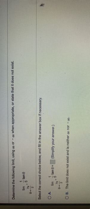 solved determine the following limit using oo or co when