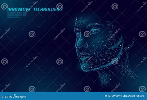 Low Poly Female Human Face Biometric Identification Recognition System