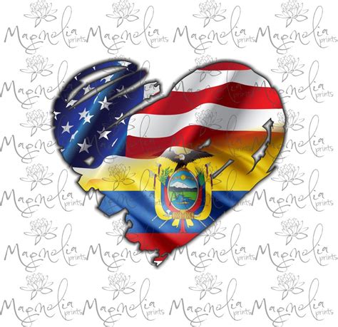 Digital File Ecuador Usa Flag Heart Digital Design File Download Png And  Only Etsy