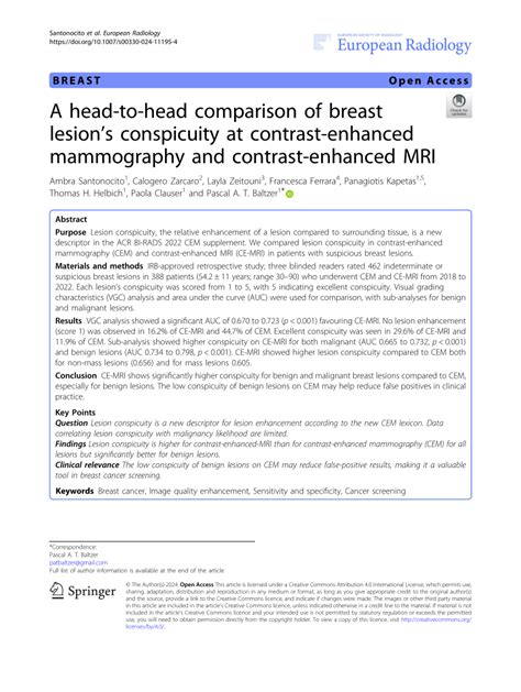 Pdf A Head To Head Comparison Of Breast Lesions Conspicuity At