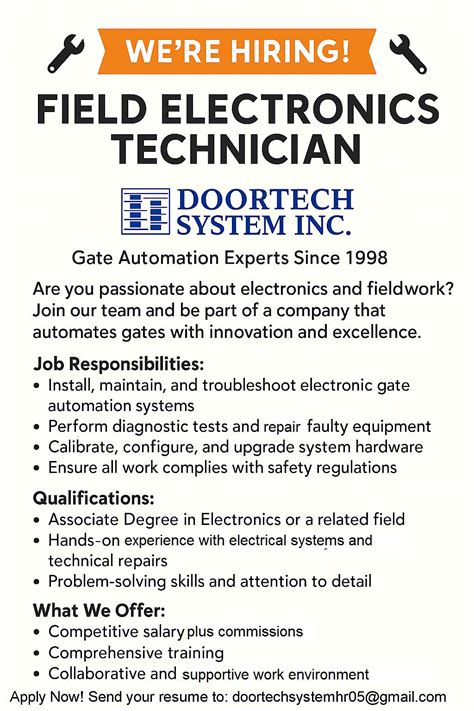 Electronics Technician Were Hiring Field Electronics Technician