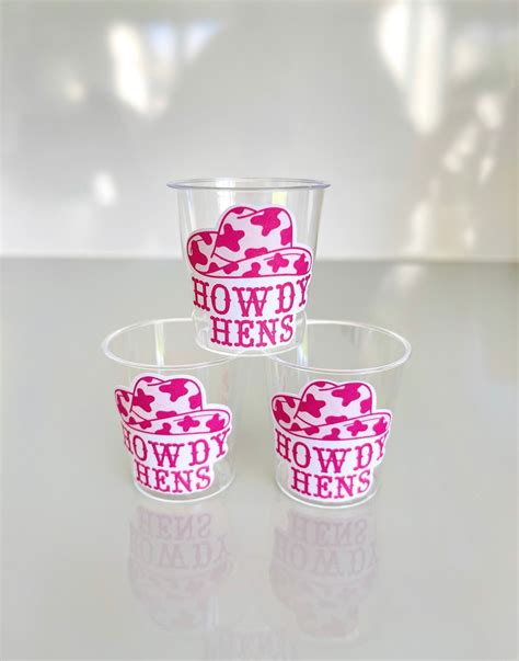 Howdy Hens Shot Glasses Hoe Down Last Disco Cowgirl Hen Party Shot