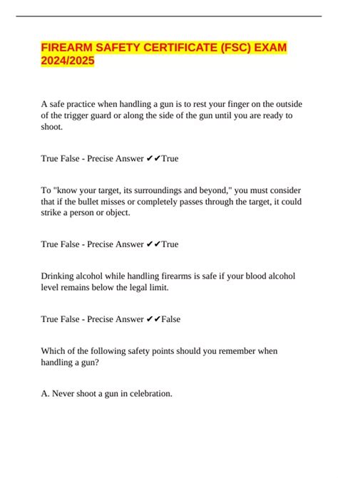 Firearm Safety Certificate Fsc Exam 20242025 Firearm Safety