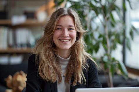 Premium Photo Happy Female Programmer In Office With Laptop Successful Achievements