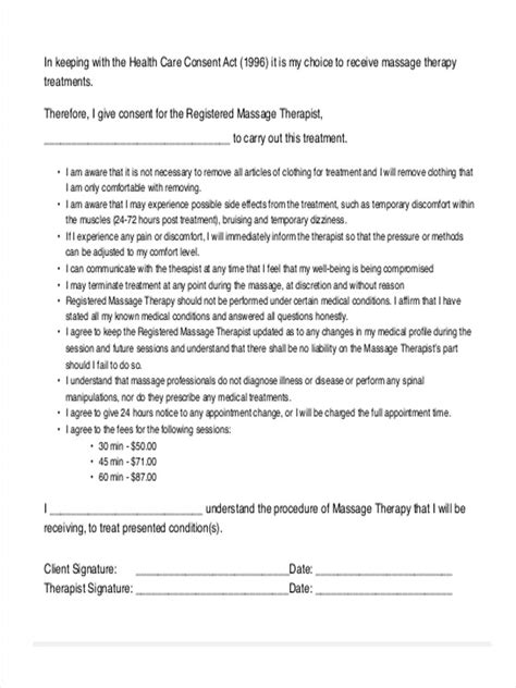 Free 14 Massage Consent Forms In Pdf Ms Word