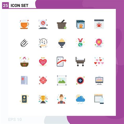 User Interface Pack Of 25 Basic Flat Colors Of Bug App Buy Shopping Online Editable Vector