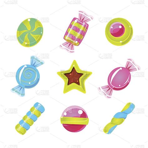 硬糖果彩色可爱简单的图标设置素材 花瓣网