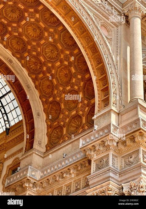 Interior Of An Ornate Italian Building With Vaulted Ceilings And Detailed Classical Architecture