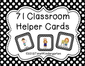 Classroom Helper And Job Cards Black And White Polka Dot Tpt