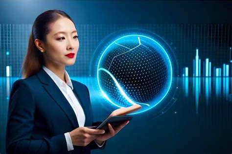 Premium AI Image Big Data Concept Digital Neural Network Business Woman