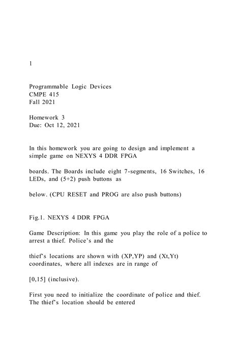 1 Programmable Logic Devices CMPE 415 Fall 2021 DOCX
