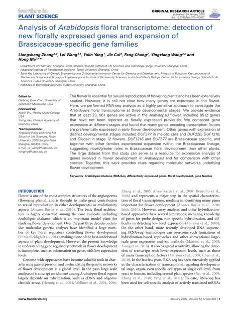 Pdf Analysis Of Arabidopsis Floral Transcriptome Detection Of New