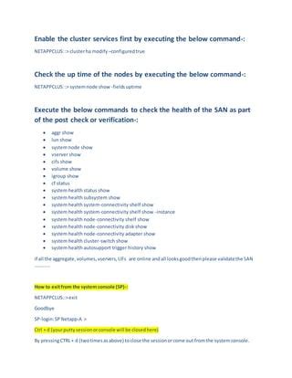 How To Shutdown The Netapp SAN 8 3 And 9 2 Version DOCX