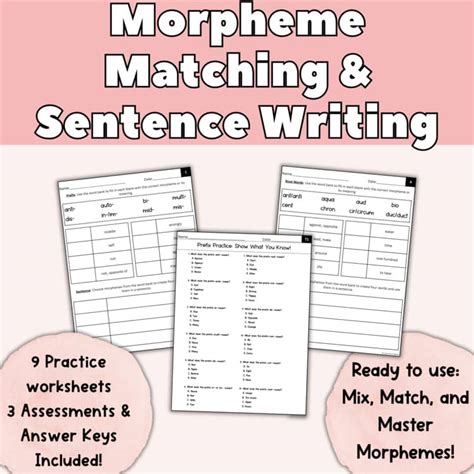 Morpheme Matching Worksheets And Assessments For Grades 3rd 5th Tpt