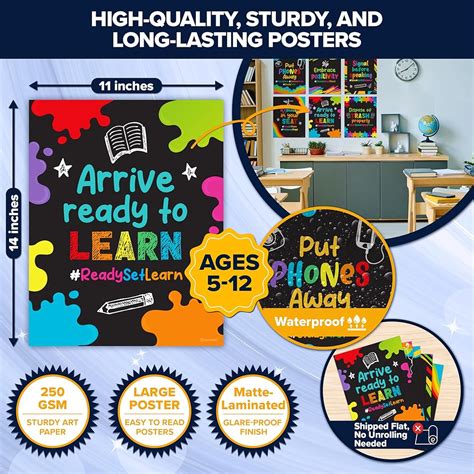 Decorably 20 Chalkboard Classroom Rules Posters Liberia Ubuy