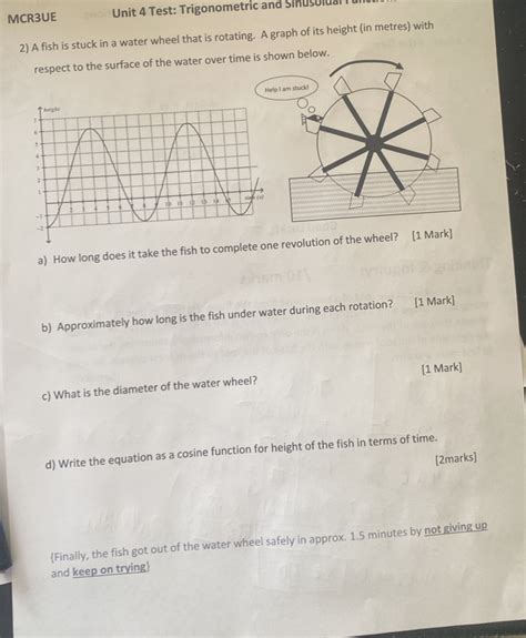 Solved Mcr3ue Unit 4 Est Trigonometric And Sin Uso I 2 A Fish Is