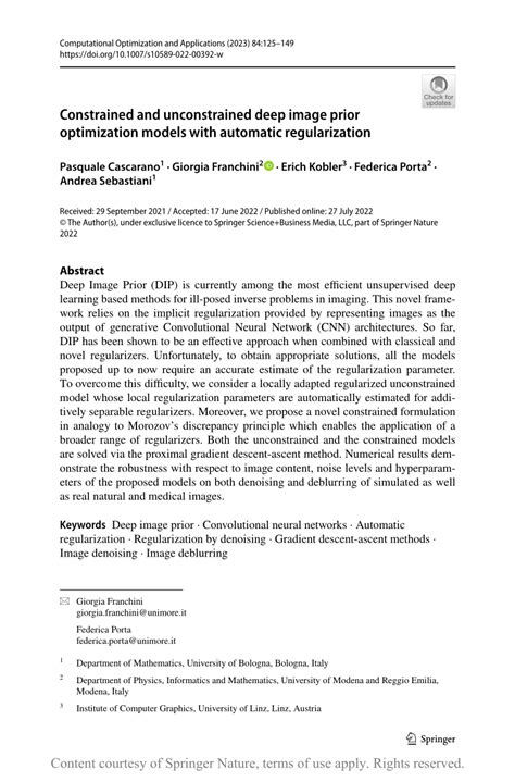 Constrained And Unconstrained Deep Image Prior Optimization Models With Automatic Regularization