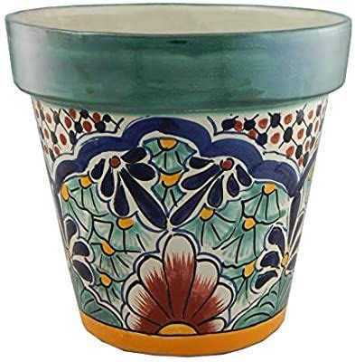 Mexican Talavera Planter Ceramic Flower Pot Folk Art Pottery Garden