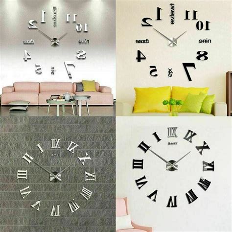 Modern Diy Large Wall Clock Kit 3d Mirror